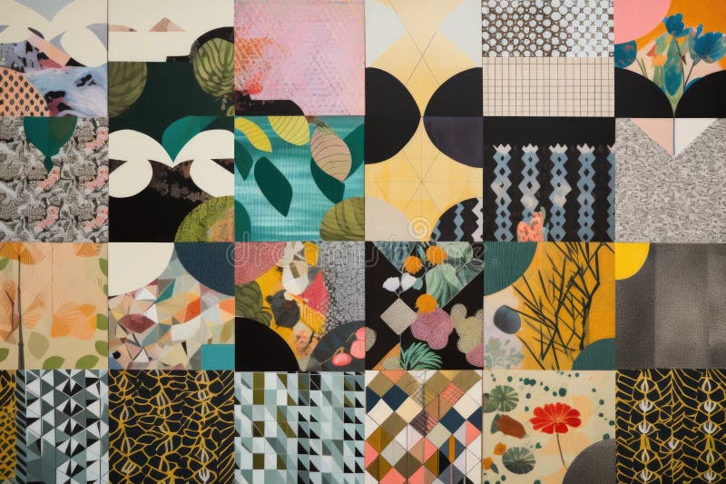 A Series of Collages Each Featuring a Different Pattern Stock ...
