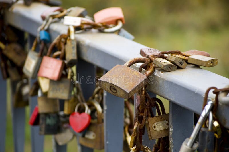 Series of Colored Padlocks of Love. Selective Focus. Stock Image ...