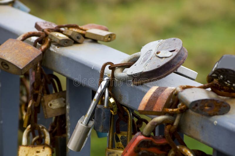 Series of Colored Padlocks of Love. Selective Focus. Stock Photo ...