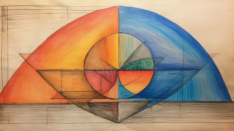 Colorful Geometric Drawing with Pencil on Paper Stock Illustration ...