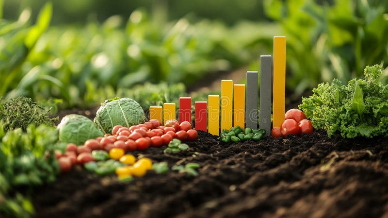 A Series of Colorful Bar Graphs is Embedded in Soil among Various ...