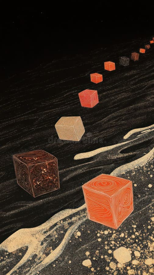 A Series of Colorful Cubes Arranged on a Dark Surface, Creating a ...