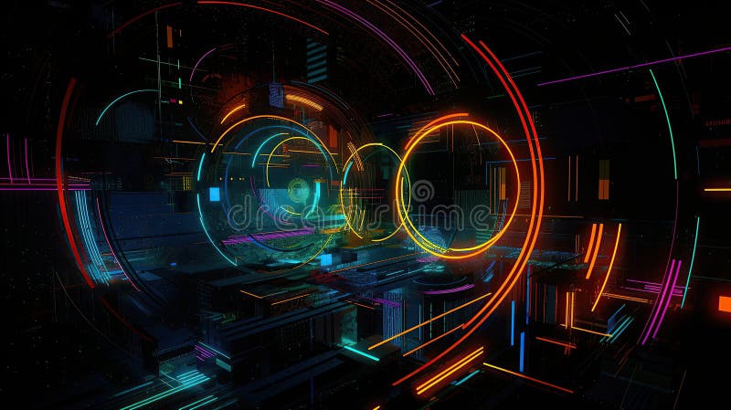 A Series of Complex, Interlocking Geometric Shapes of Circles Stock ...