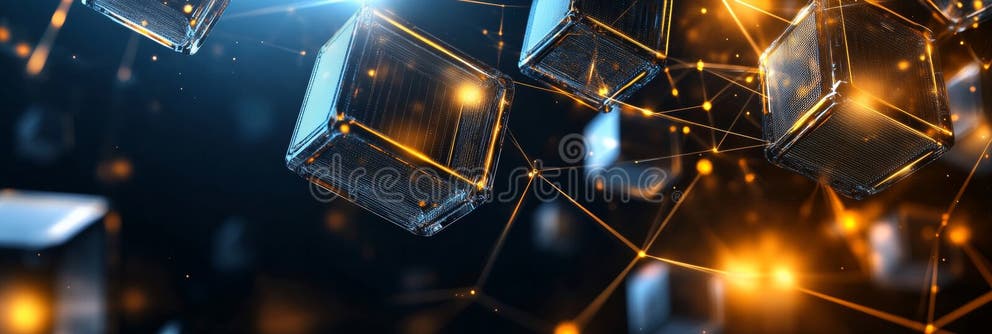 A Series of Cubes are Connected by a Web of Lines Stock Illustration ...