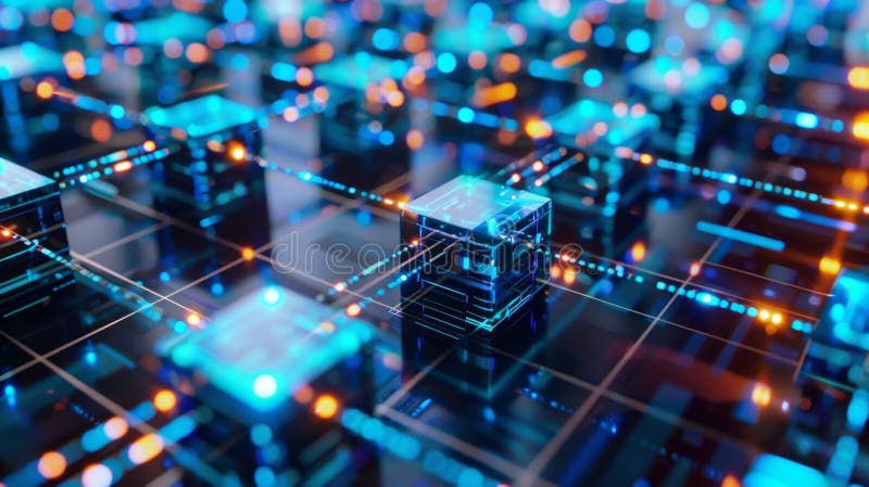 Blocks with Chain Arrows on a Blue Background. Moving Forward, Step by ...