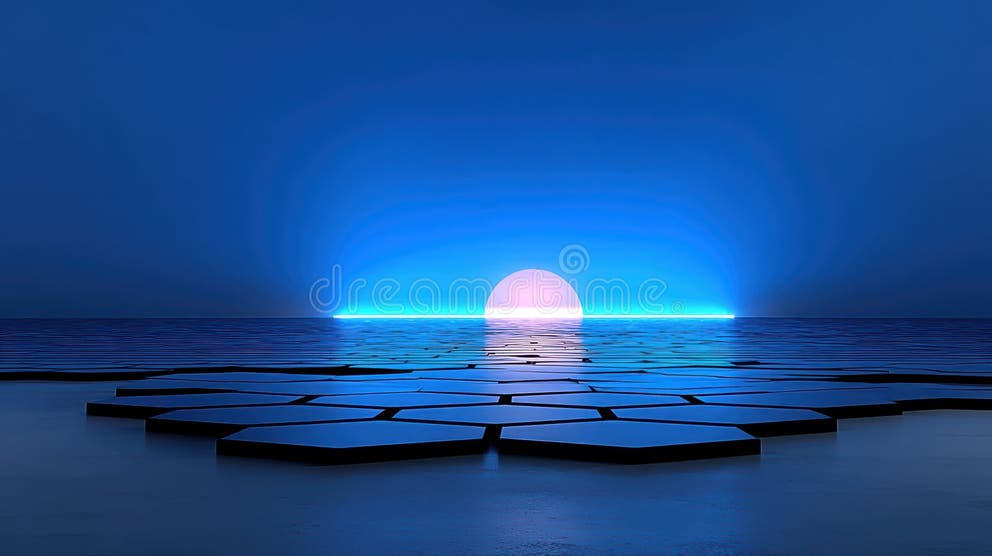 High-Key Desolate Hex-Grid Desert with Blurred Pink Sky Stock ...