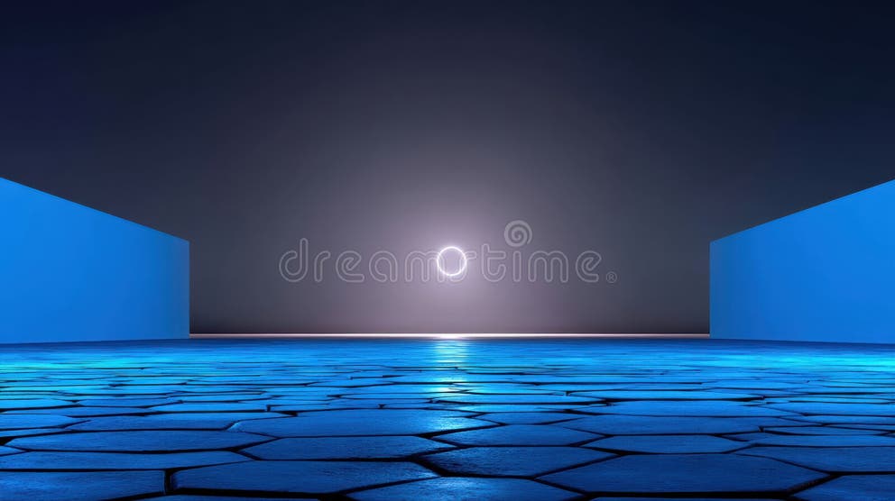 High-Key Desolate Hex-Grid Desert with Blurred Pink Sky Stock ...