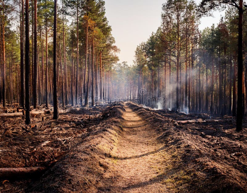 A Series of Firebreaks Cut through a Forest, Prepared As a Preventive ...