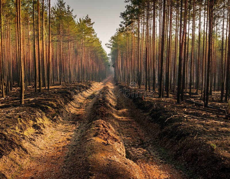 A Series of Firebreaks Cut through a Forest, Prepared As a Preventive ...