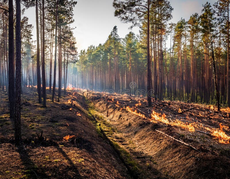 A Series of Firebreaks Cut through a Forest, Prepared As a Preventive ...