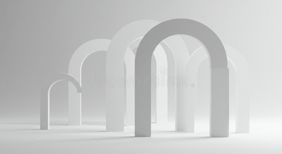 A Series of Five White, Arch-shaped Structures of Varying Sizes are ...