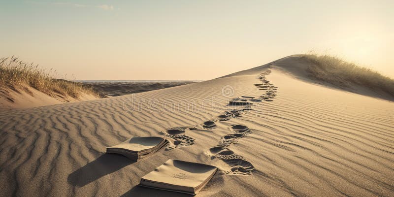 A Series of Footprints Leading To a Book, Symbolizing the Journey of ...