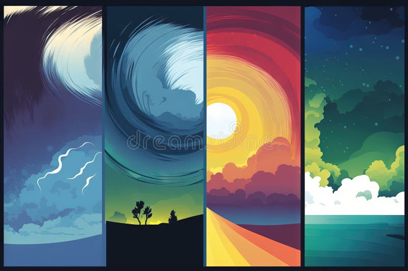 A Series of Four Different Colored Images of the Same Sky. Generative ...