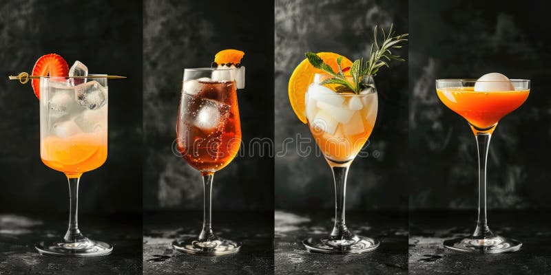 A Series of Four Different Types of Cocktails. Ideal for Menu Design or ...
