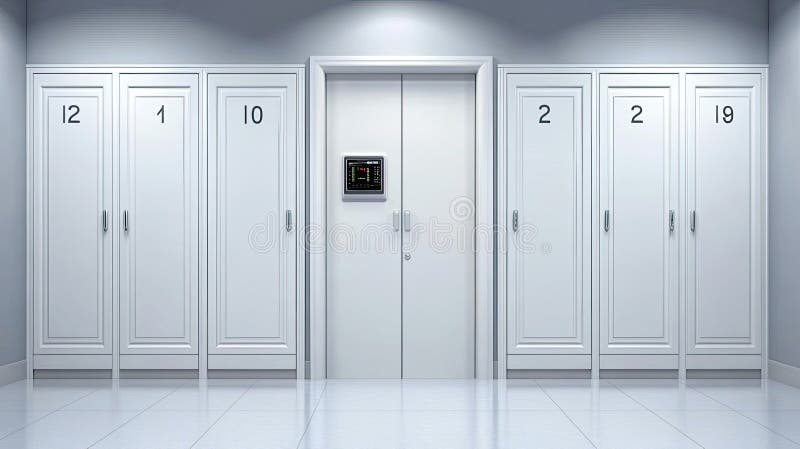 A Series of Fully Enclosed Digital Lockers Line the Wall, Each Marked ...