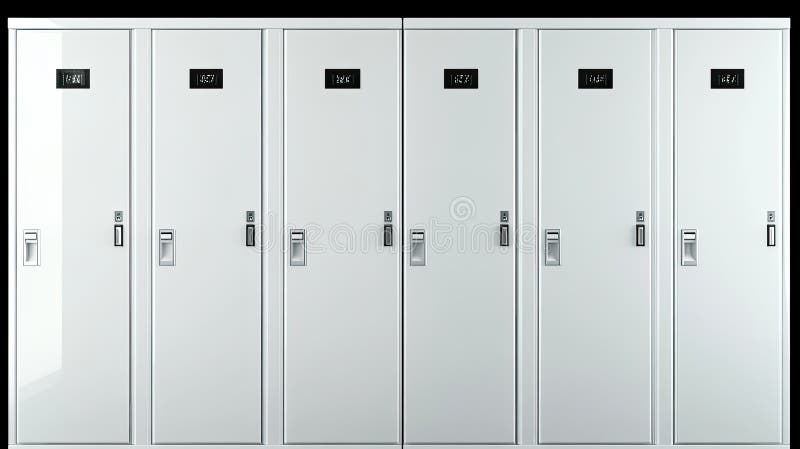A Series of Fully Enclosed Digital Lockers Line the Wall, Each Marked ...