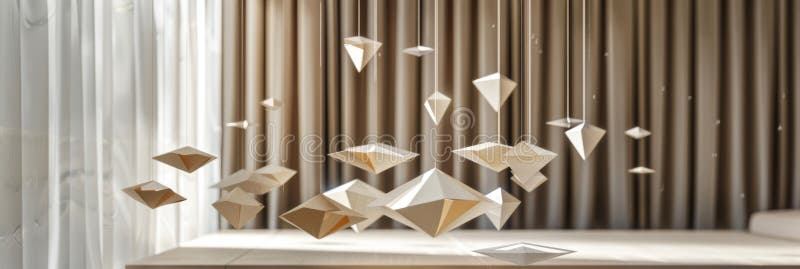 A Series of Geometric Figures Creating a Dynamic Display in a Hanging ...