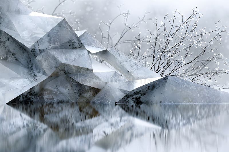 A Series of Geometric Shapes Formed by Frozen Water Stock Illustration ...