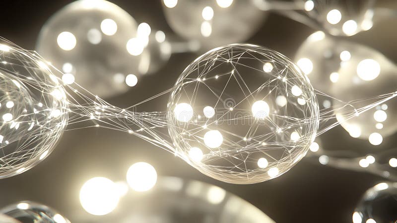 A Series of Glowing Spheres are Connected by a Web of Lines Stock Photo ...