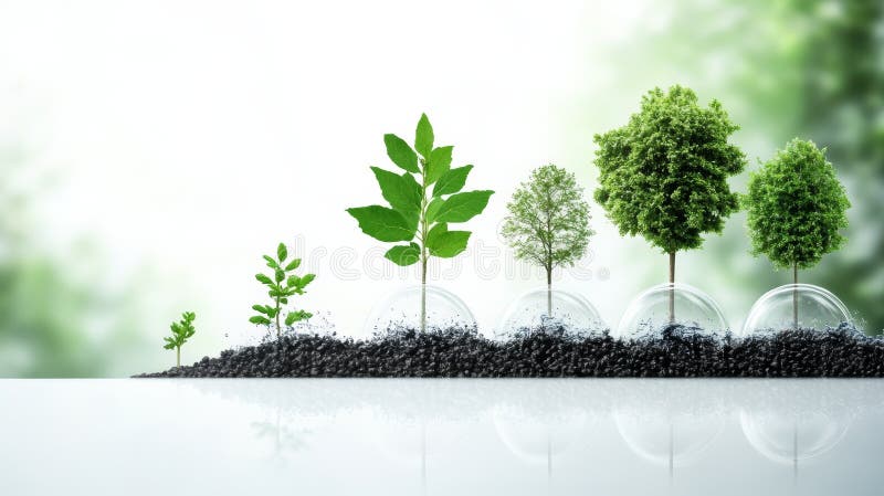 A Series of Growing Plants in Different Stages, Symbolizing Growth ...