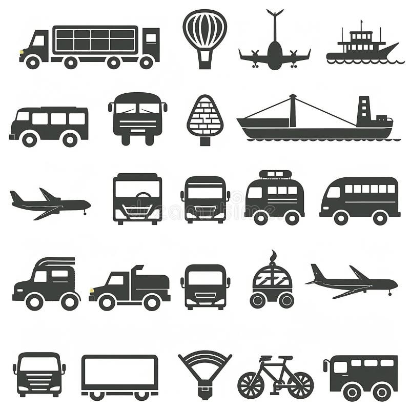 Series Icons of Transportation - Vector Design Stock Illustration ...