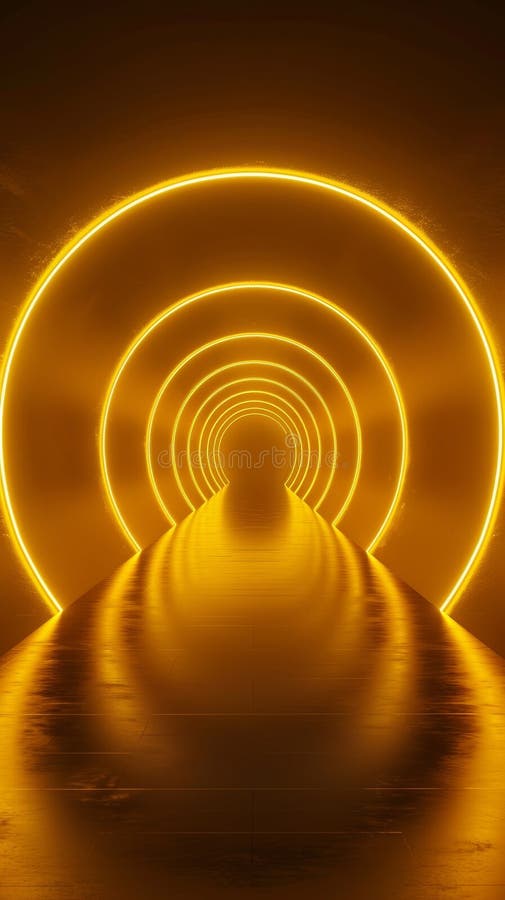 A Series of Illuminated Golden Arches Stretches into the Distance ...