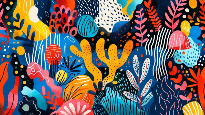 Structured Patterns Converge in a Lively. a Lush Tapestry of Colorful ...