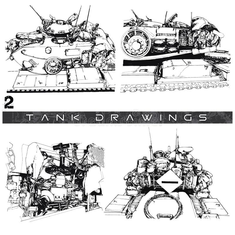 Tank drawings stock vector. Illustration of land, creation - 228508717