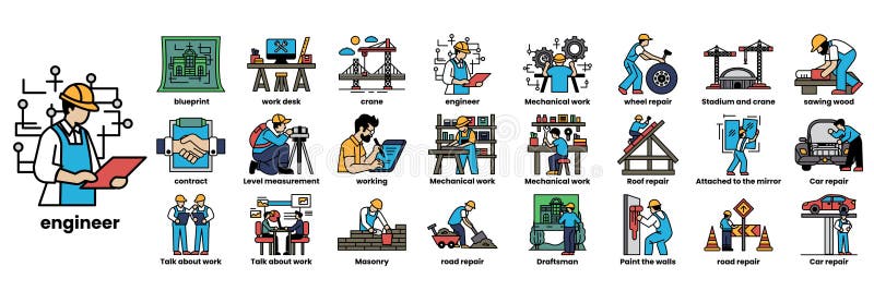 A Series of Images of People in Various Work Settings, Including ...