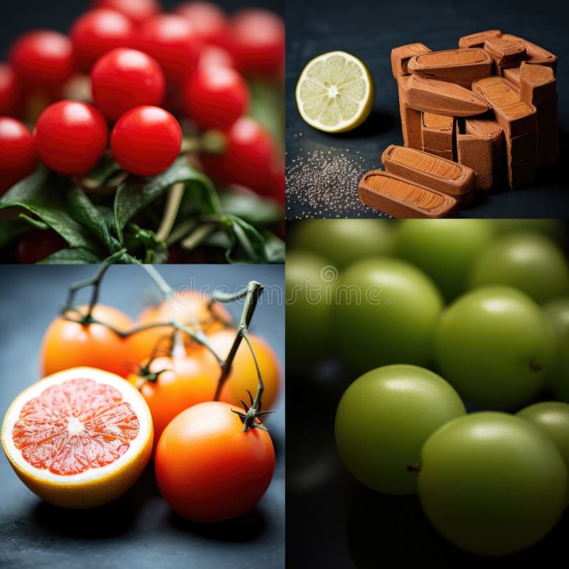 A Series of Images Showing Different Fruits and Vegetables, AI Stock ...