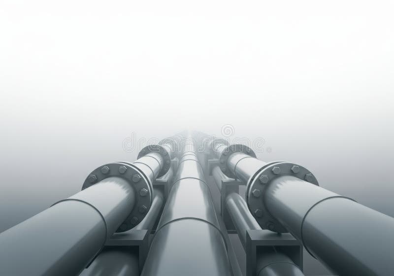Industrial Pipes Extending into the Fog, Symbolizing Infrastructure and ...