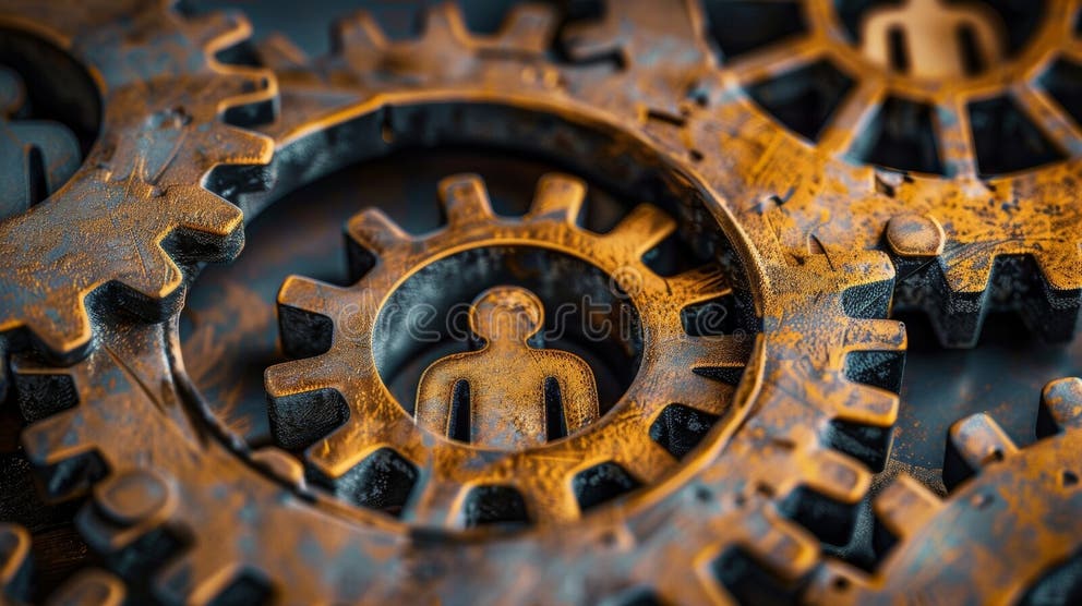 A Series of Interconnected Gears with Peoples Silhouettes Inside ...
