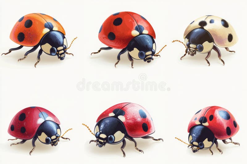 A Series of Ladybugs Stacked on Top of Each Other, Insects in Rows ...
