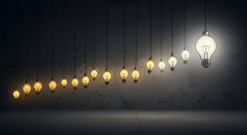 A Series of Light Bulbs Showing Idea Development and Innovation Stock ...