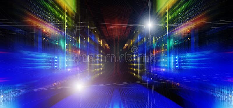 Series Mainframe in a Futuristic Representation of Light Streams Stock ...