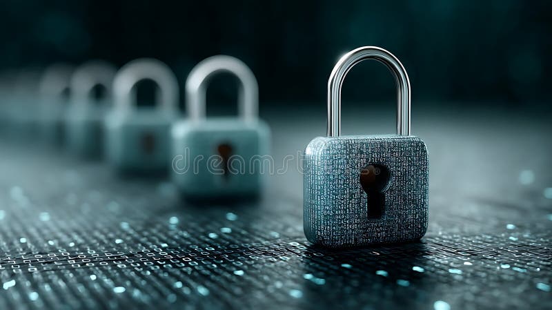 A Series of Metallic Padlocks is Depicted in a Row with Numerical ...