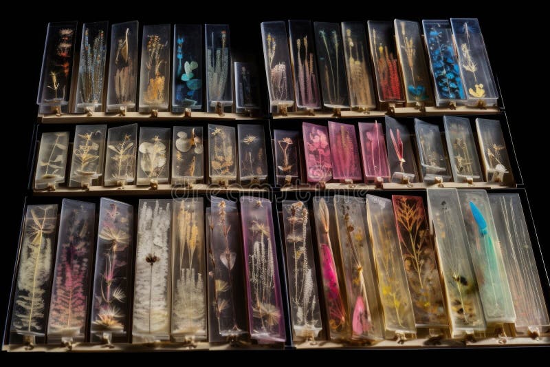 A Series of Microscope Slides, Each with a Different Specimen or Range ...