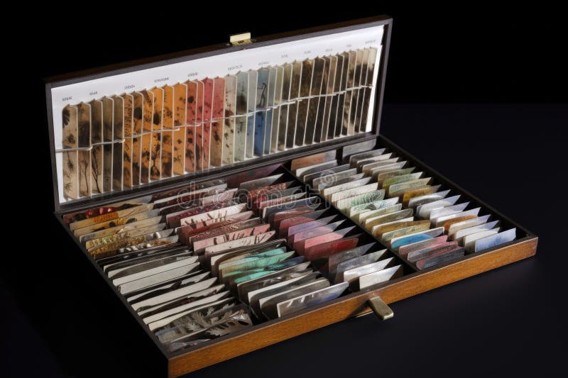 A Series of Microscope Slides, Each with a Different Specimen or Range ...