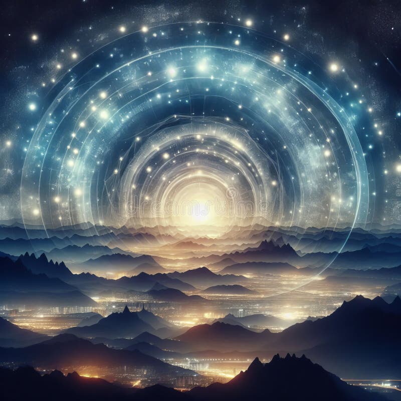 A Series of Overlapping Starry Night Skies Blended Using Multipl Stock ...