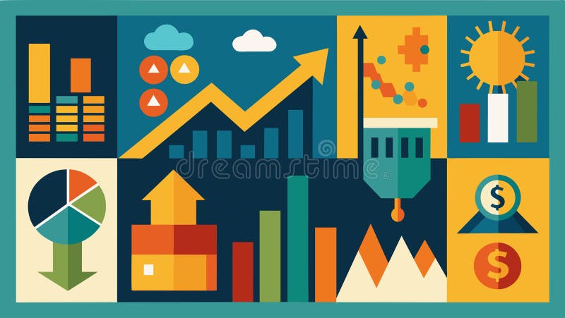 A Series of Paintings Depicting the Rise and Fall of Stock Market Data ...