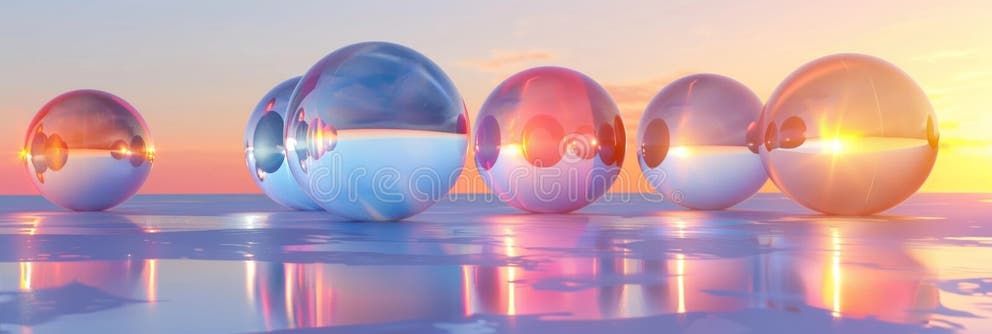 A Series of Perfectly Spherical Objects Each Displaying a Different but ...