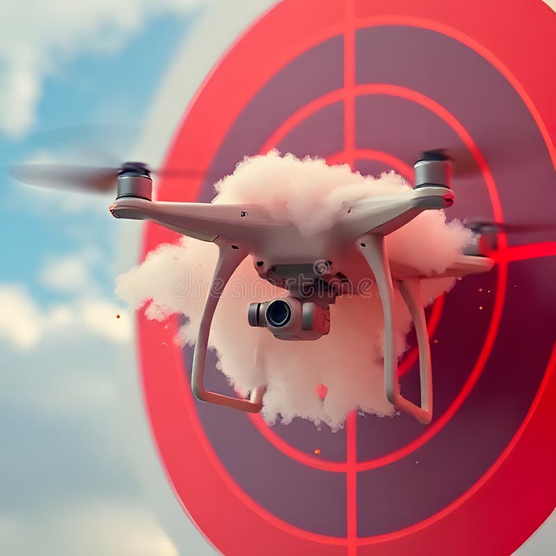 Series of Photographs: Drone in the Center of a Digital Target. Stock ...
