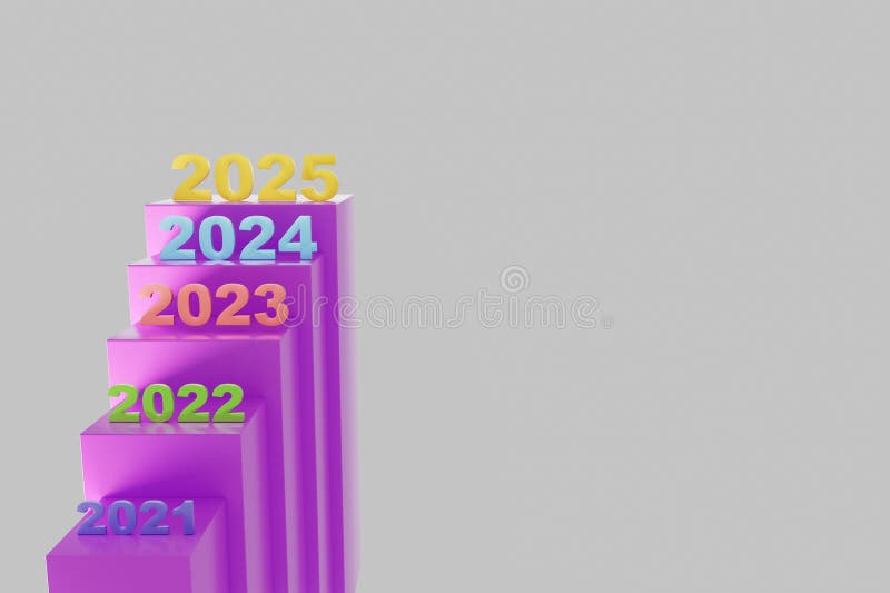 A Series of Pink Blocks with the Numbers 2025, 3d Render Stock ...