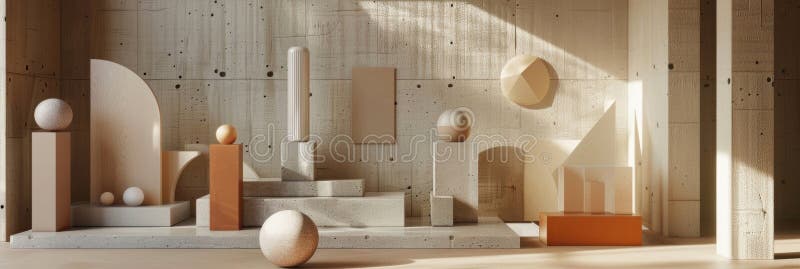 A Series of Plinths with Different Geometric Shapes Creating a Display ...