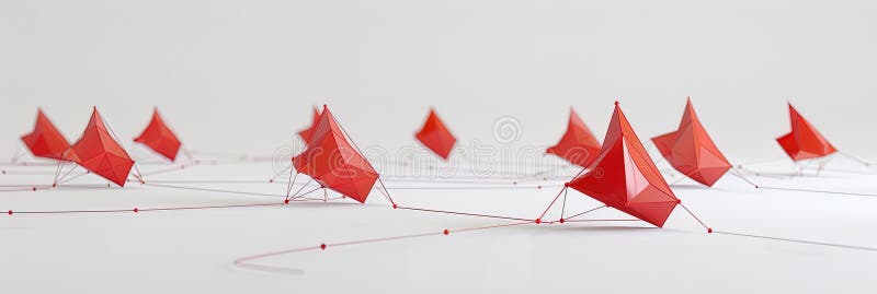 A Series of Red Triangles are Scattered Across a White Background Stock ...