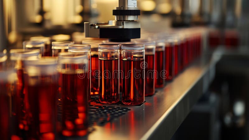 A Series of Red Tubes Arranged Neatly in a Laboratory Setting for ...