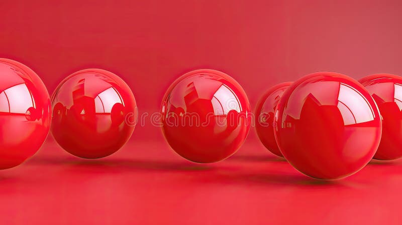 A Series of Reflective Red Spheres on a Red Backdrop. Stock ...