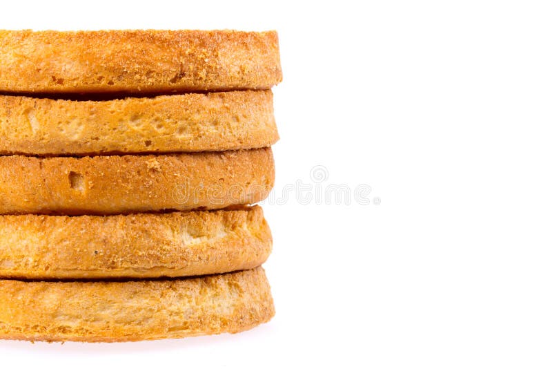 Round Rusk, Isolated on a White Background Stock Image - Image of ...
