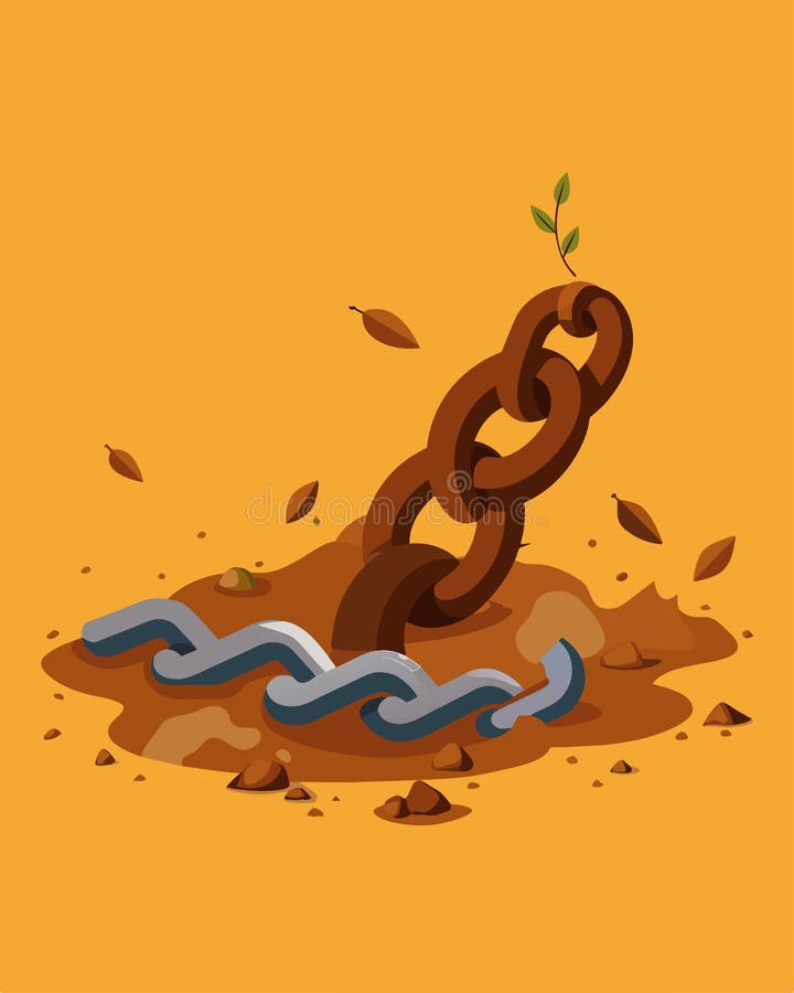 A Series of Rusted Chains Tered on the Ground Mirroring the Broken ...