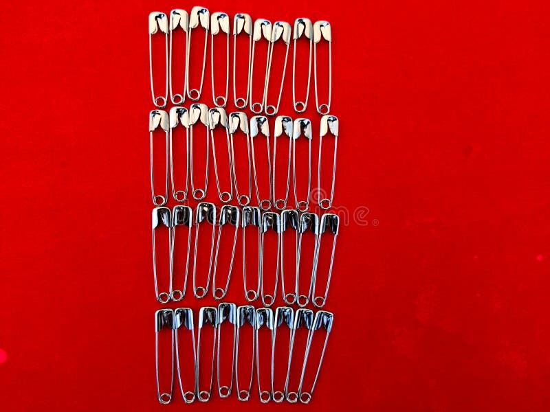 Series of Safety Pins are Arranged Stock Image - Image of object, iron ...